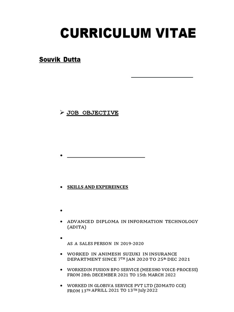 Cv-Souvik Dutta | PDF