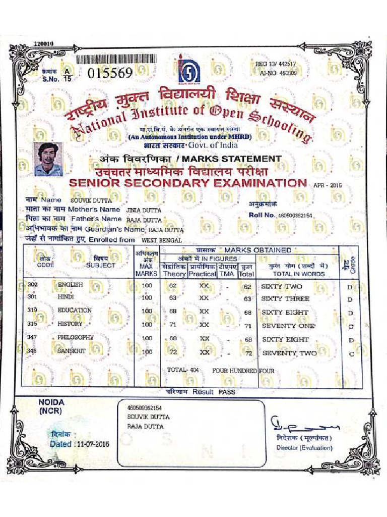 Educational Certificate - Souvik Dutta | PDF