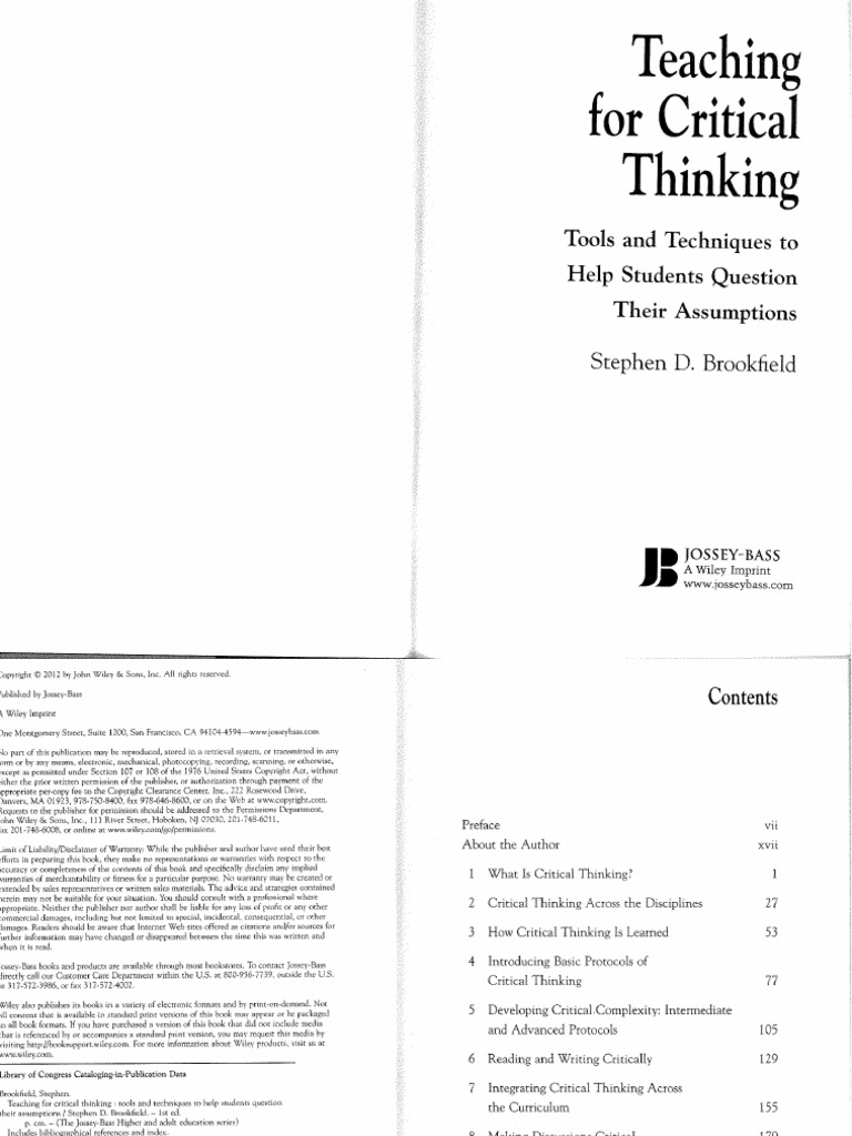 Brookfield-2012 Teaching Critical Thinking A Part | PDF