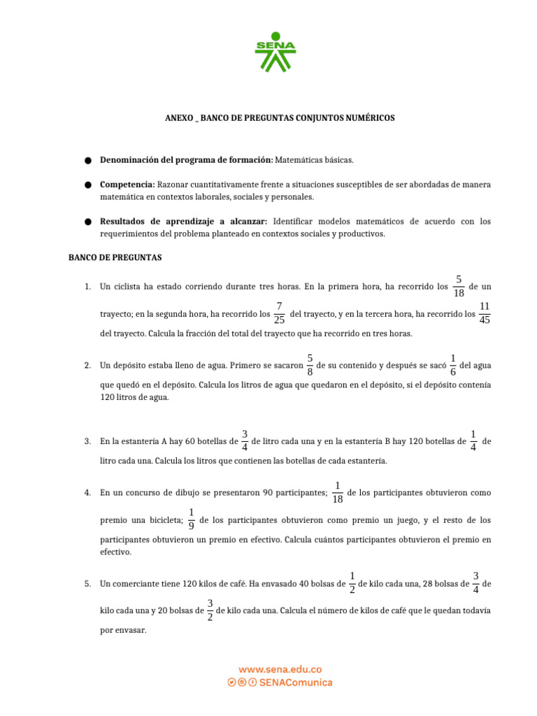 Banco de Preguntas de Matemáticas Básicas | PDF
