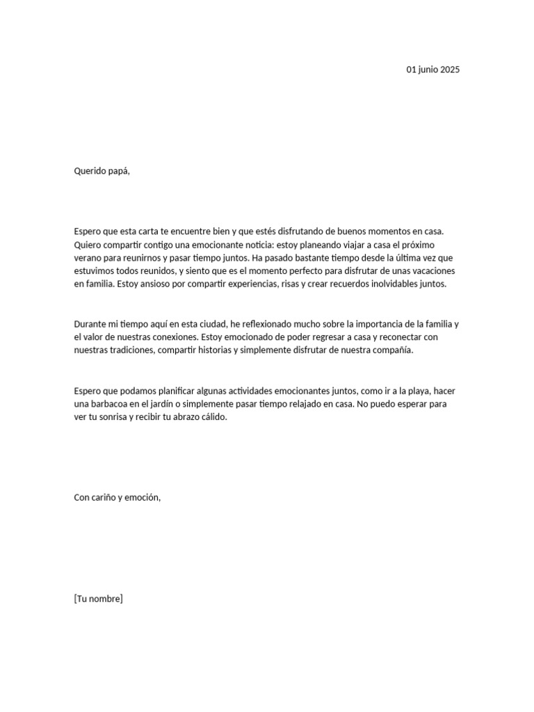 Ejemplo de Carta Familiar | PDF