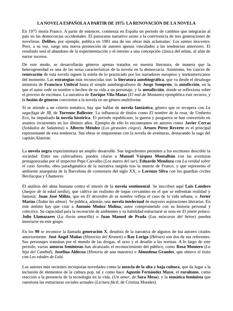 Tema 8 | PDF | Novelas