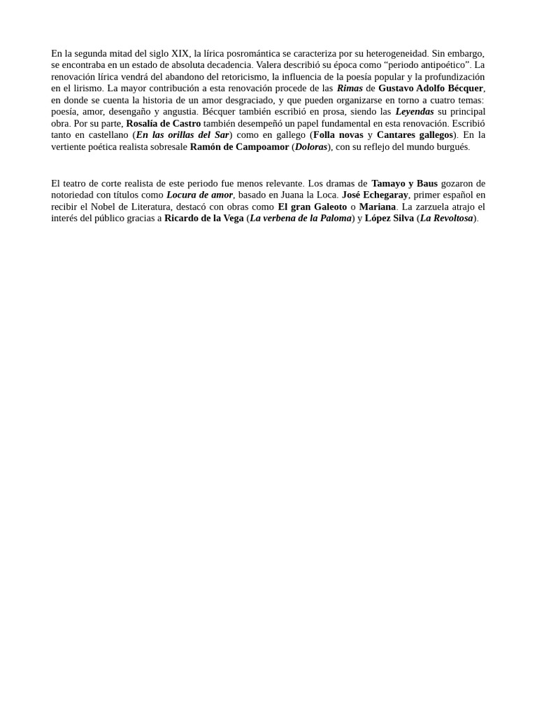 Renovación de la lírica y teatro realista | PDF