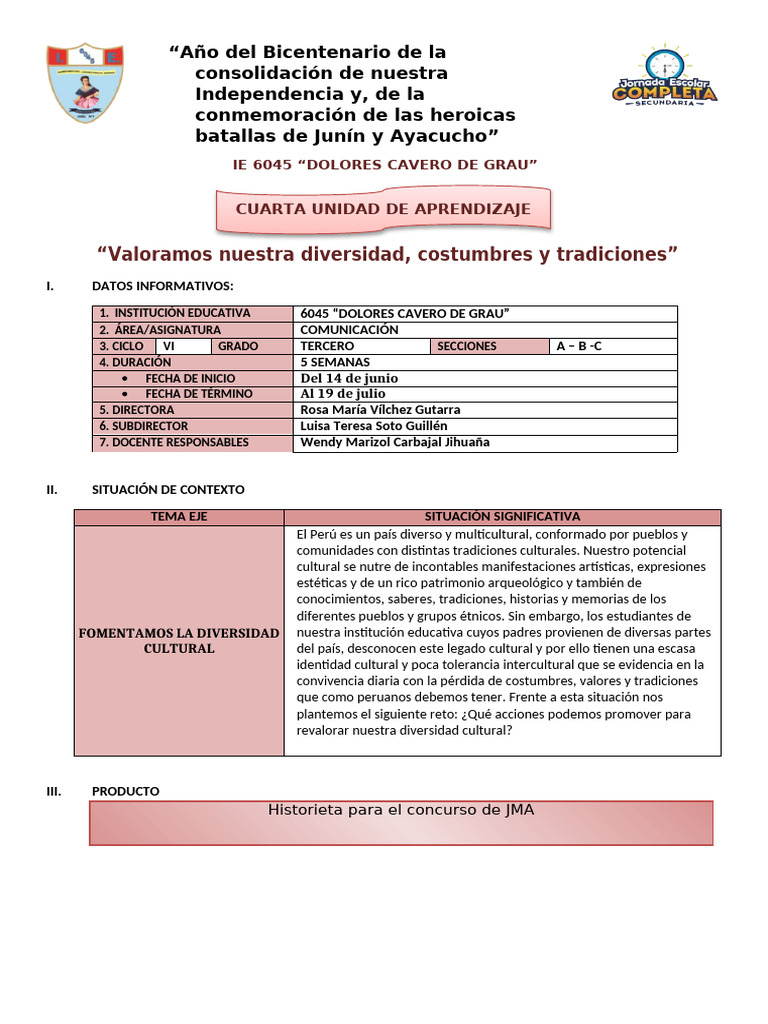 Unidad 4 Comunicación - Tercero | PDF | Comprensión lectora | Aprendizaje