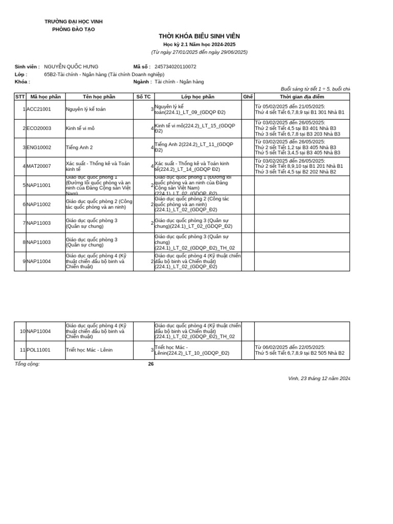 Export TKB SV Mau 2 | PDF