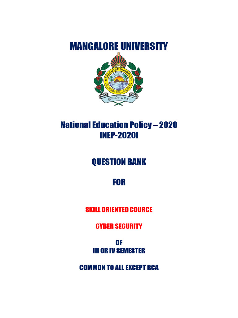 Cyber Security Question Bank NEP 2020 | PDF | Cybercrime | Security