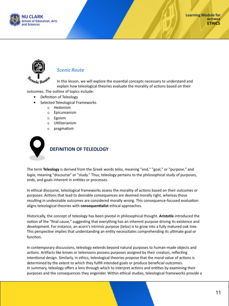 Ethical Theories - Teleological Framework | PDF | Utilitarianism | Hedonism