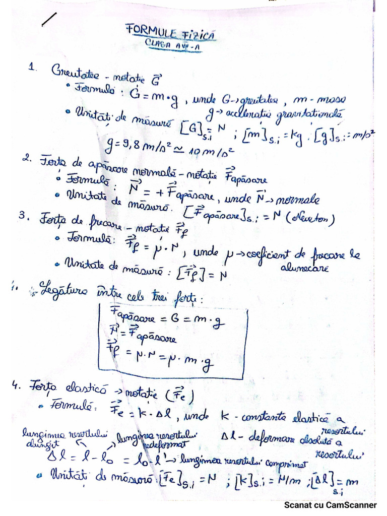 Formule fizica clasa 7 | PDF
