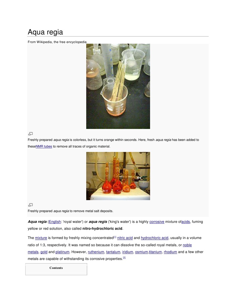 Aqua Regia | Chemical Elements | Chemical Substances