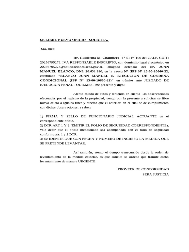 SE LIBRE NUEVO OFICIO | PDF