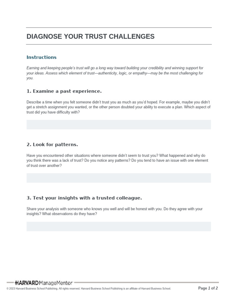 Persuading - Others - Worksheet - Diagnose - Your - Trust - Challenges ...