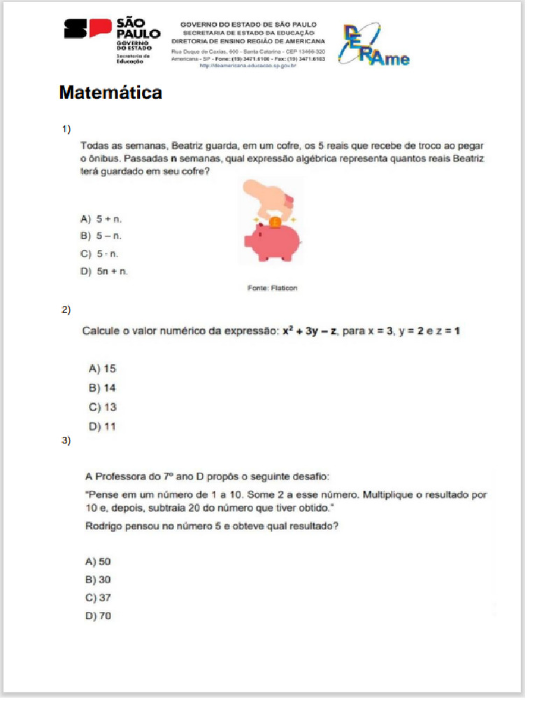 Sim SARESP 7 Ano | PDF