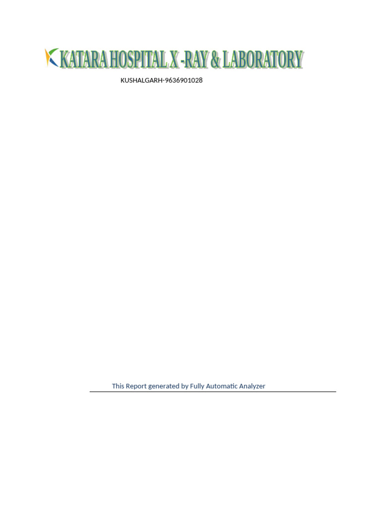 KATARA HOSPITAL BIOCHEMISTRY Report Format | PDF