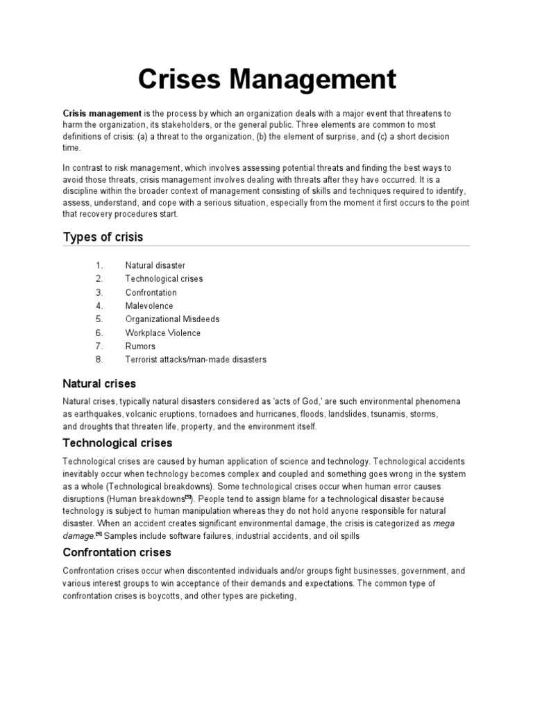Crisis Management | PDF | Crisis Management | Disaster And Accident