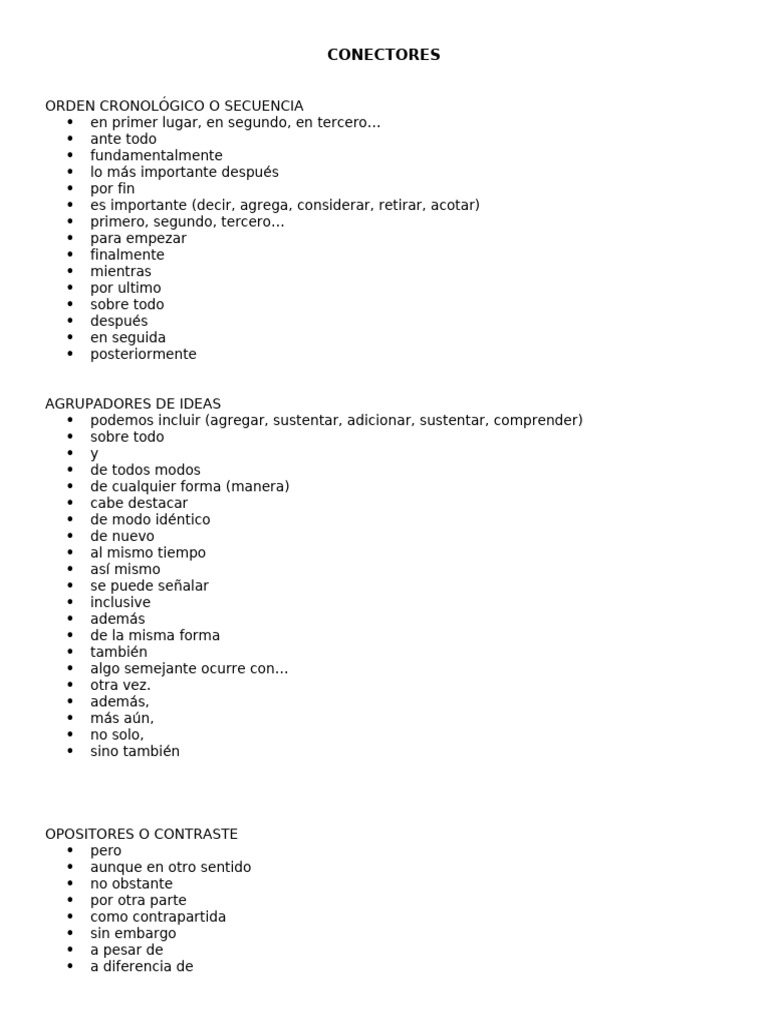 Conectores Para Redactar | PDF