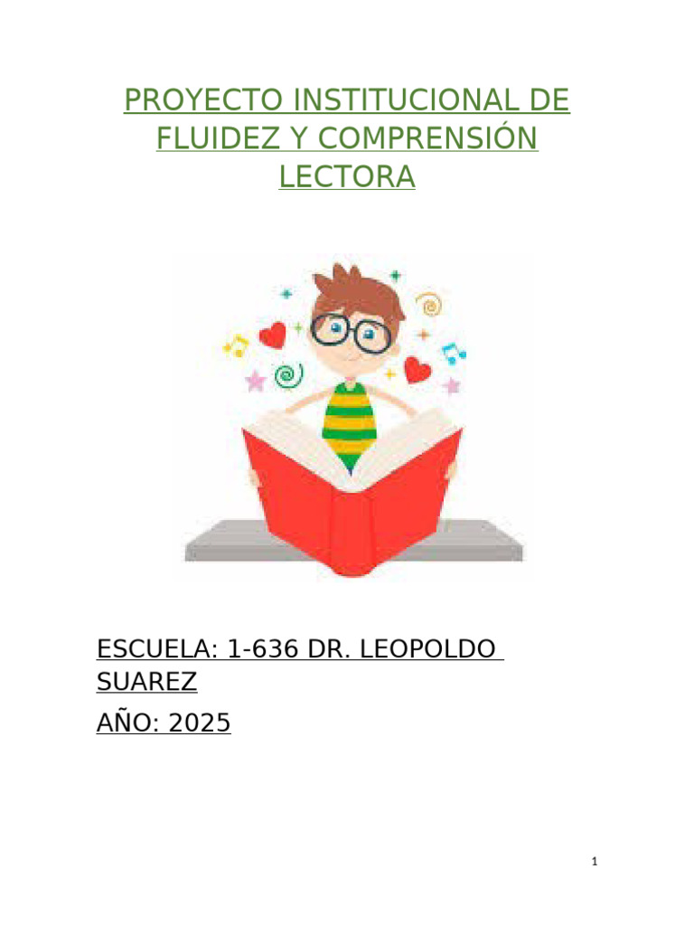 Proyecto Institucional de Fluidez y Comprensión Lectora | PDF ...