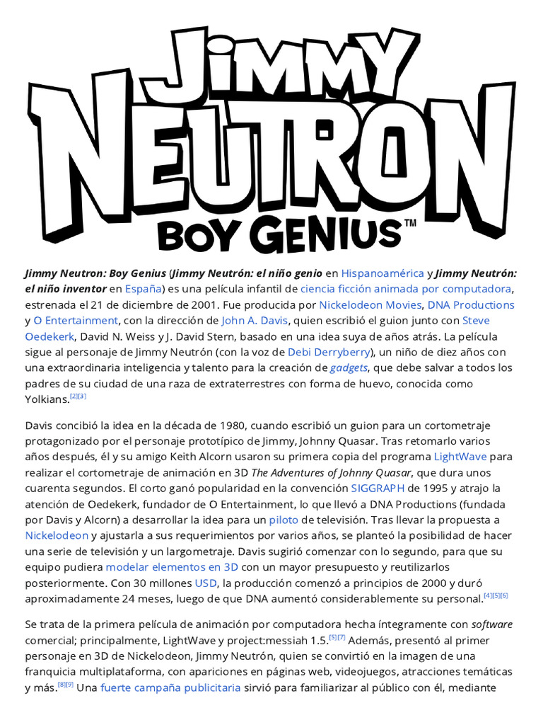 Jimmy Neutron: El Niño Genio | PDF