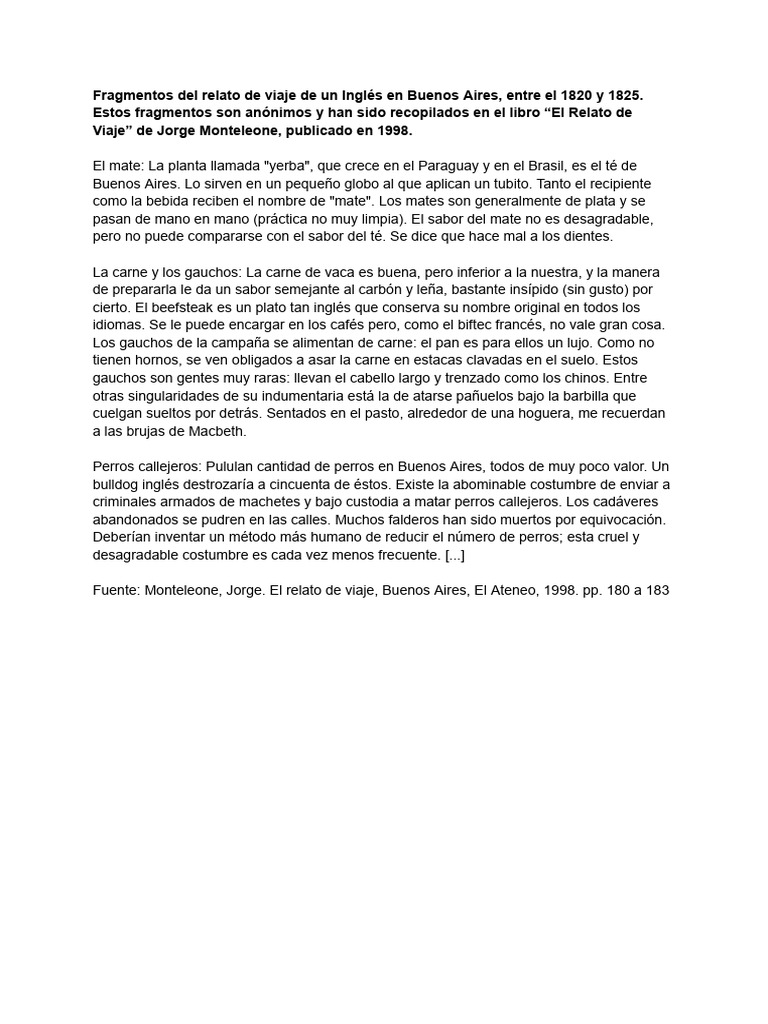 Viaje a Buenos Aires: Costumbres y Curiosidades | PDF