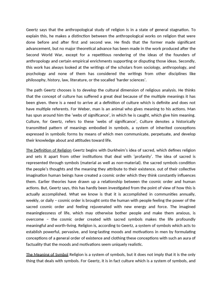 Geertz Interpretation of Culture | PDF | Anthropology | Anthropology Of ...