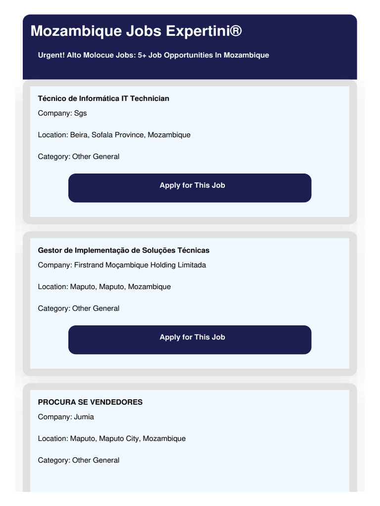 Alto Molocue Jobs Mozambique | PDF