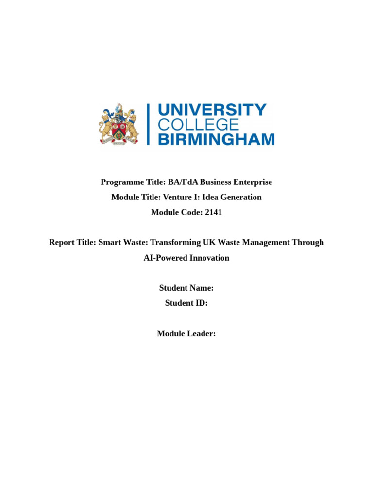 Idea Generation Report UCB-1 | PDF | Recycling | Waste Management