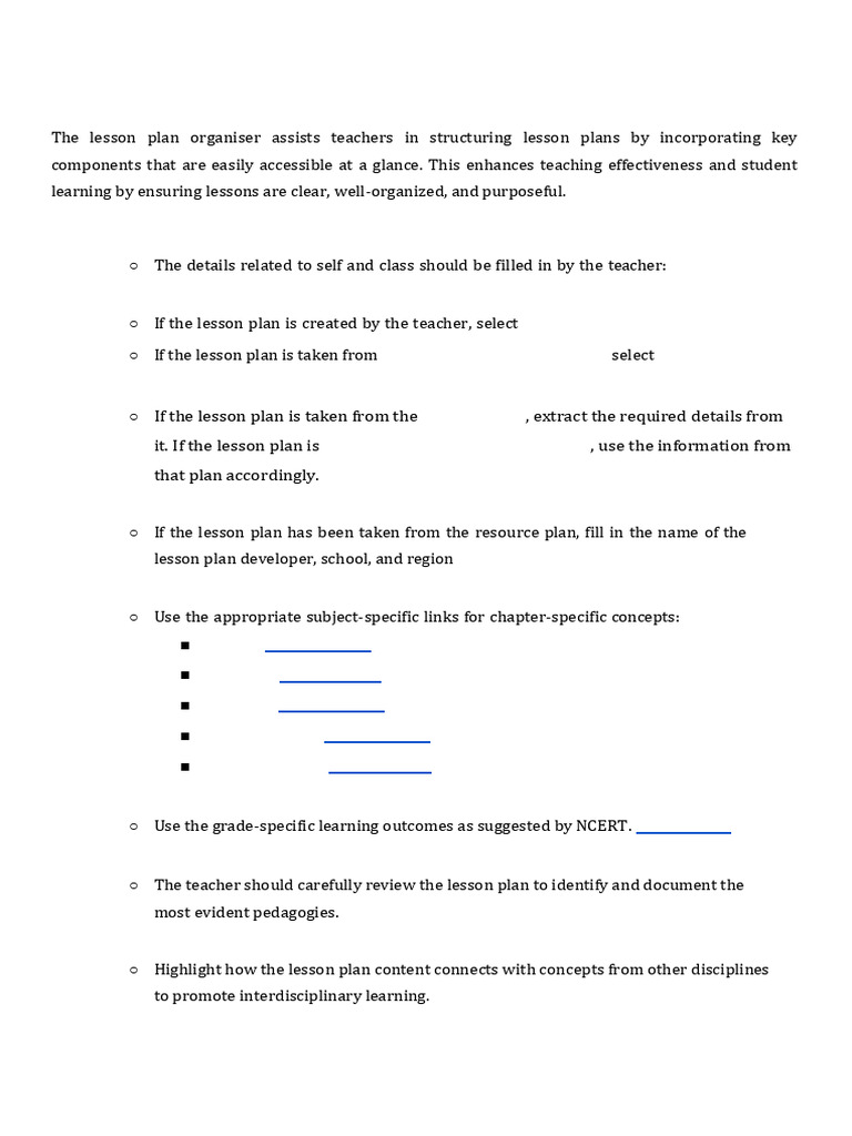 KVS - Lesson Plan Organizer Guidelines | PDF | Lesson Plan | Teachers