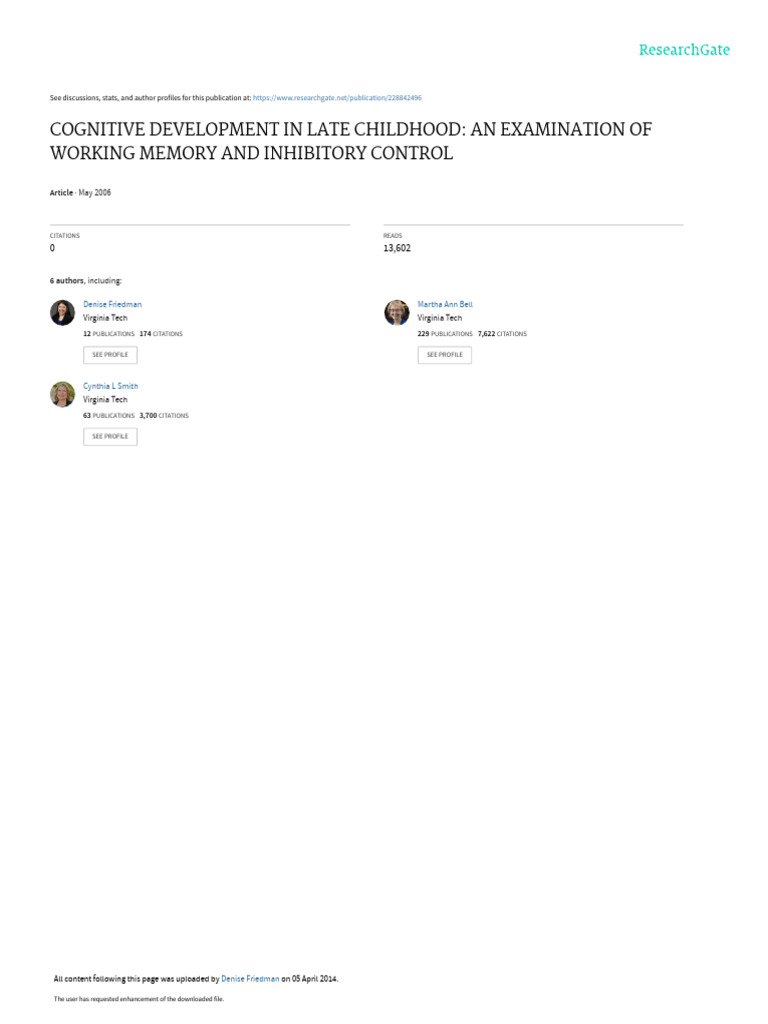 Cognitive Development in Late Childhood An Examina | PDF | Temperament | Working Memory