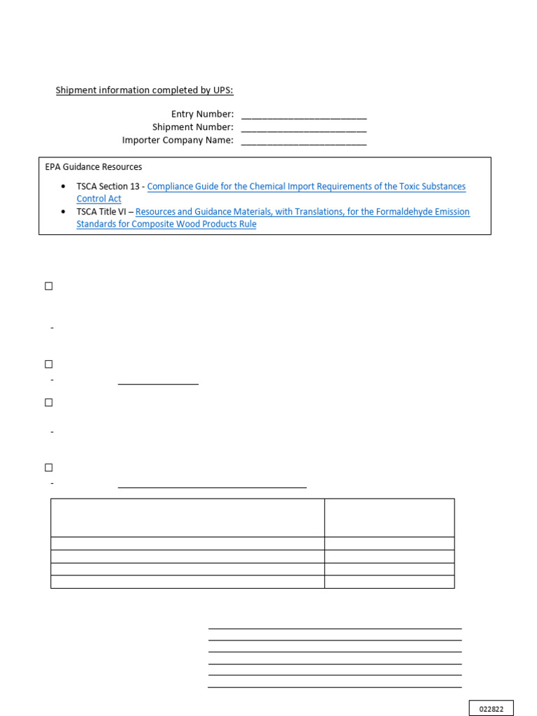 TSCA Importer Certification Form | PDF | Pollution | Occupational ...