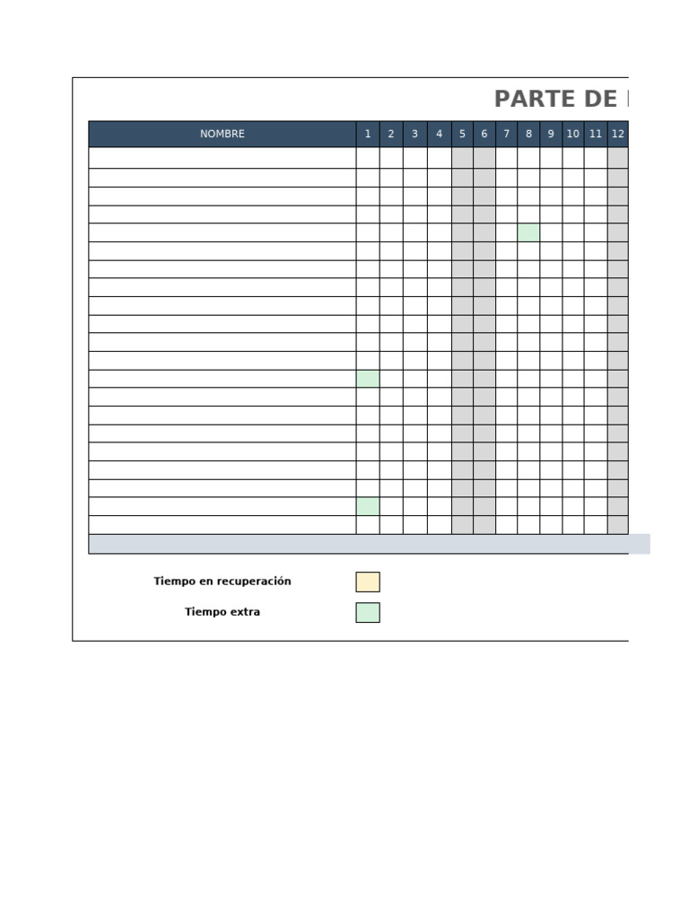 Planilla Horaria Diaria para Empleados | PDF