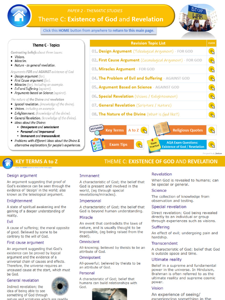PAPER 2 - Theme C - Existence of God and Revelation (Interactive Revision) | PDF | Revelation ...