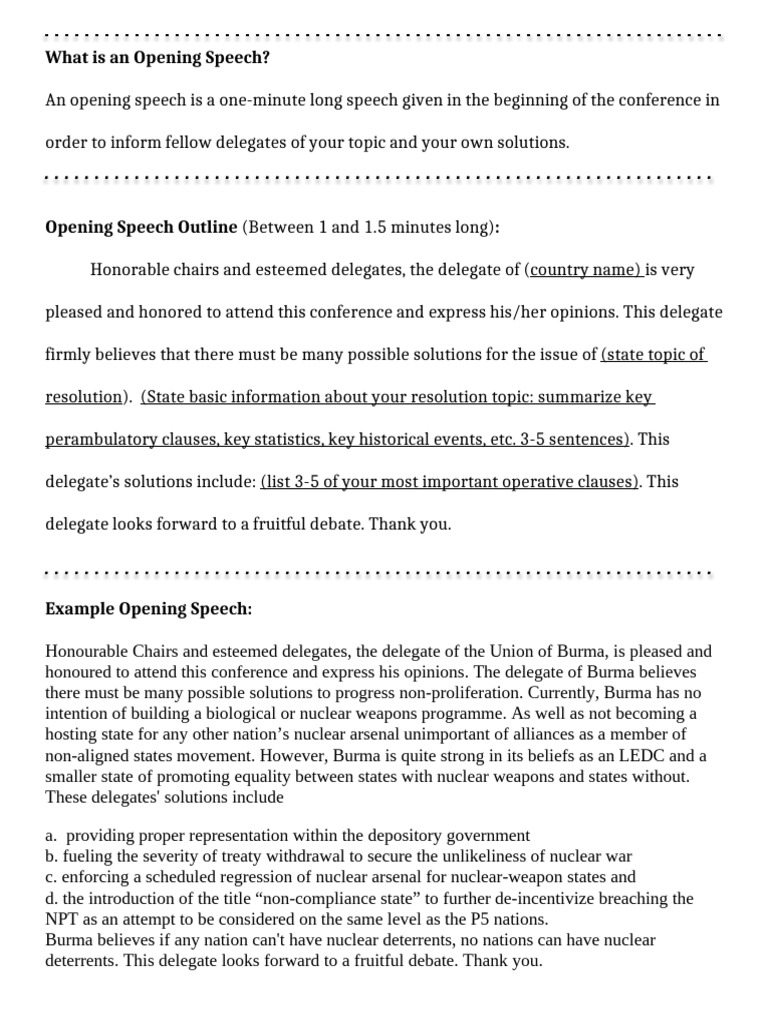 Opening Speech Outline 2 | PDF