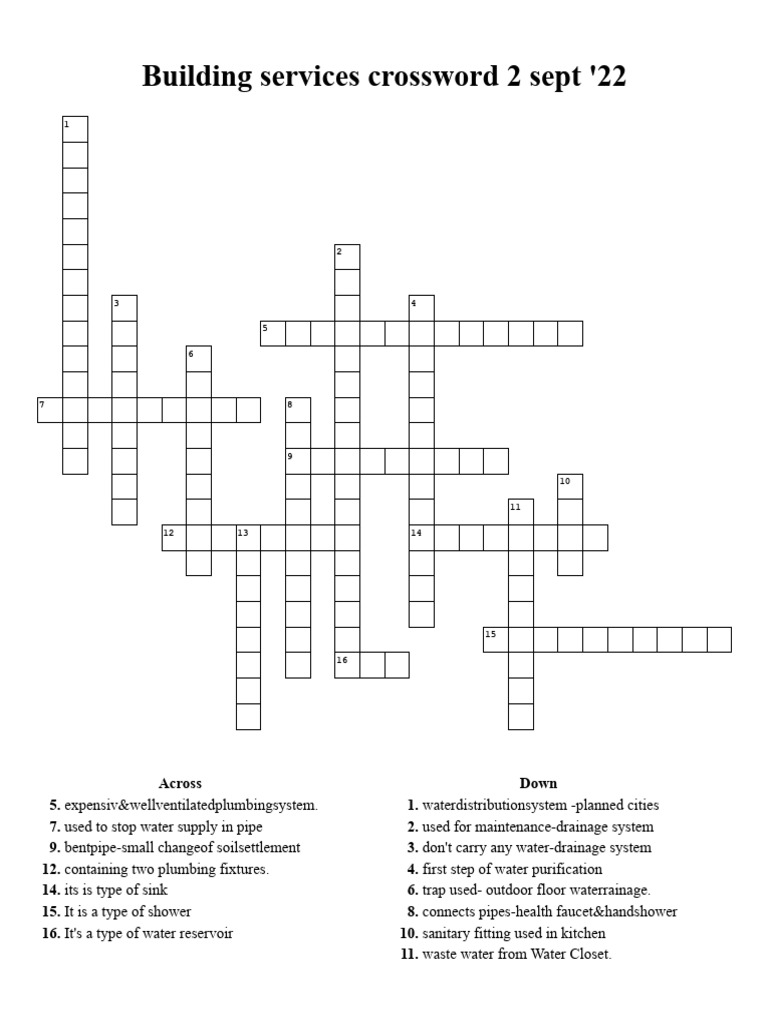 Building Services Crossword 2 Sept 22 | PDF