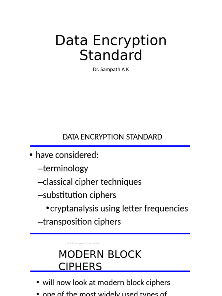 L5_Data Encryption Standard | PDF | Cryptography | Cipher