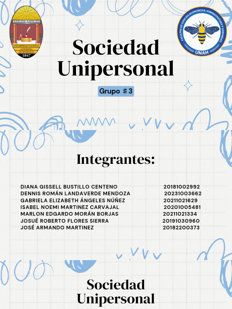 Sociedad Unipersonal - Grupo 3 | PDF | Sociedad de responsabilidad limitada | Economias