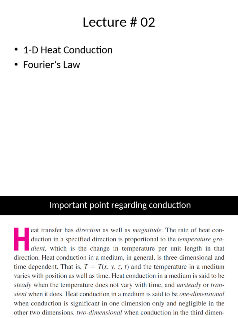 Lecture # 02 - Heat Conduction | PDF | Thermal Conduction | Heat