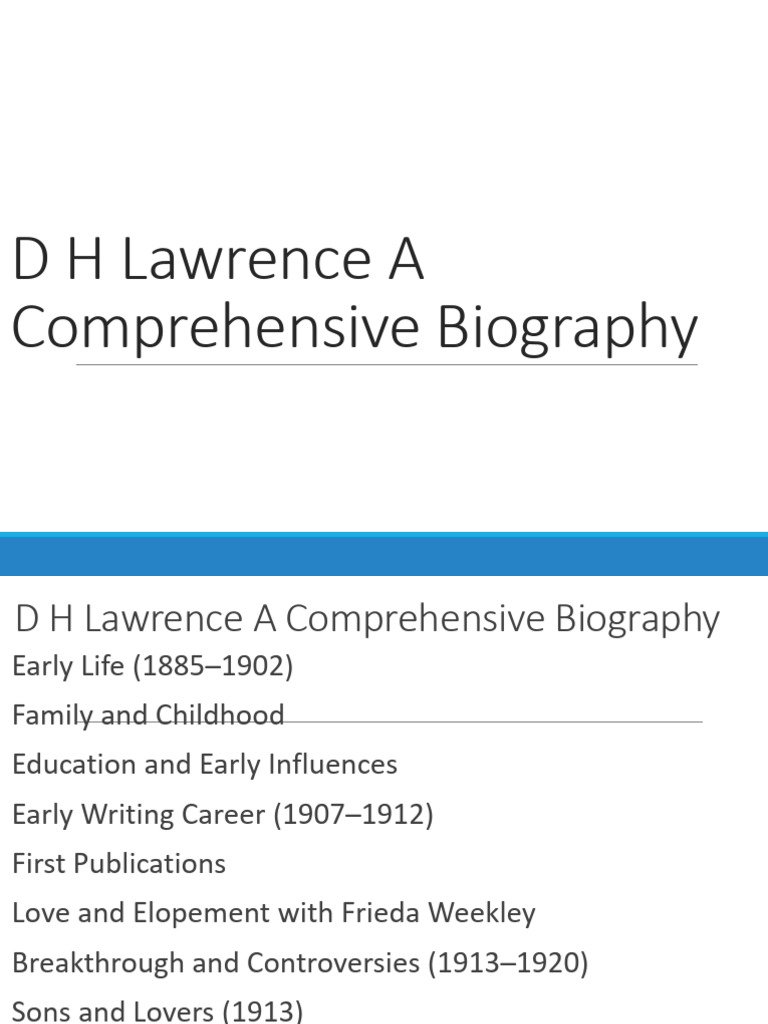 D.H. Lawrence: A Comprehensive Biography | PDF | Sons And Lovers | Love