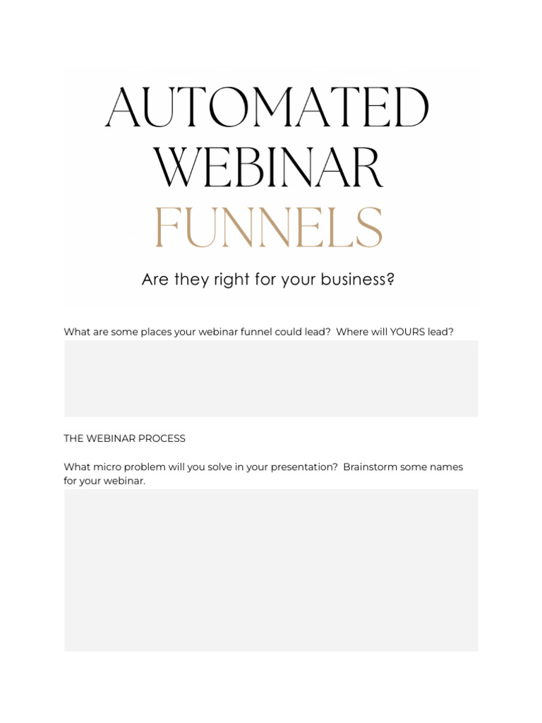 Automated Webinar Funnels - Worksheet | PDF
