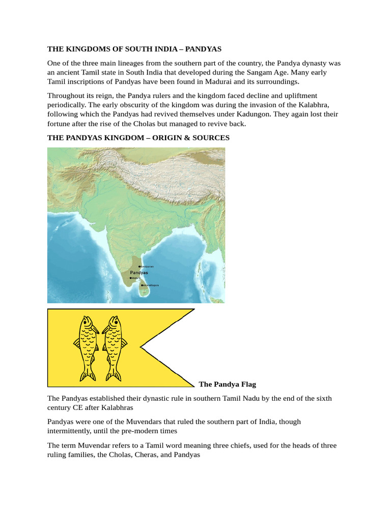 The Kingdoms of South India - Pandyas - Managebac | PDF | Tamils