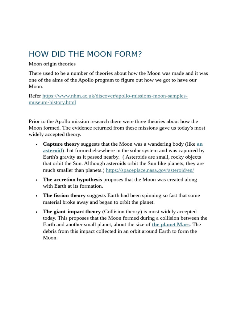 How Did The Moon Form | PDF | Giant Impact Hypothesis | Moon