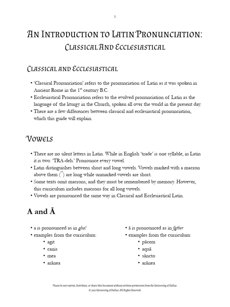 An Introduction To Latin Pronunciation | PDF | Latin | Languages