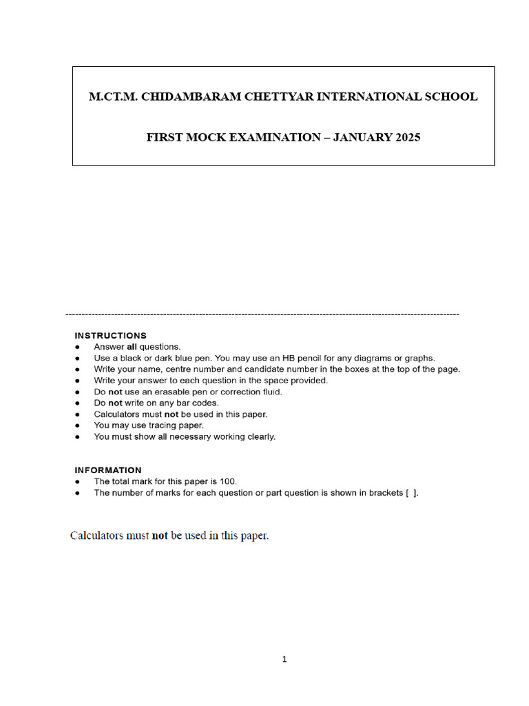 GR 10 - Ext Maths-P2 MOCK 1 | PDF