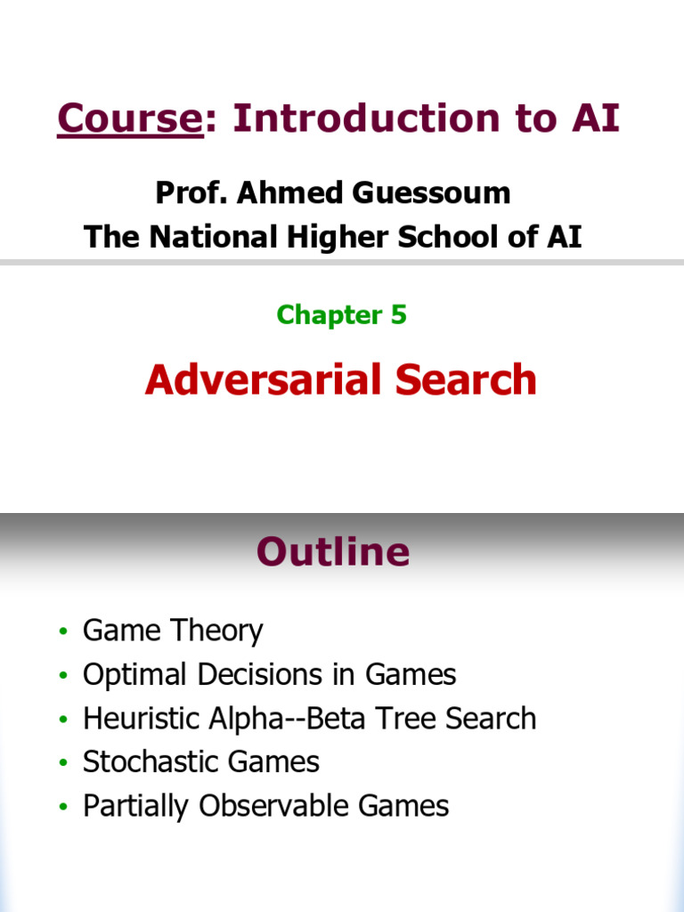 Adversarial Search in AI Games | PDF | Applied Mathematics | Algorithms ...