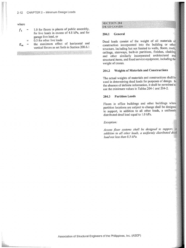204-206. Dead Loads, Live Loads, Addditional Loads | PDF
