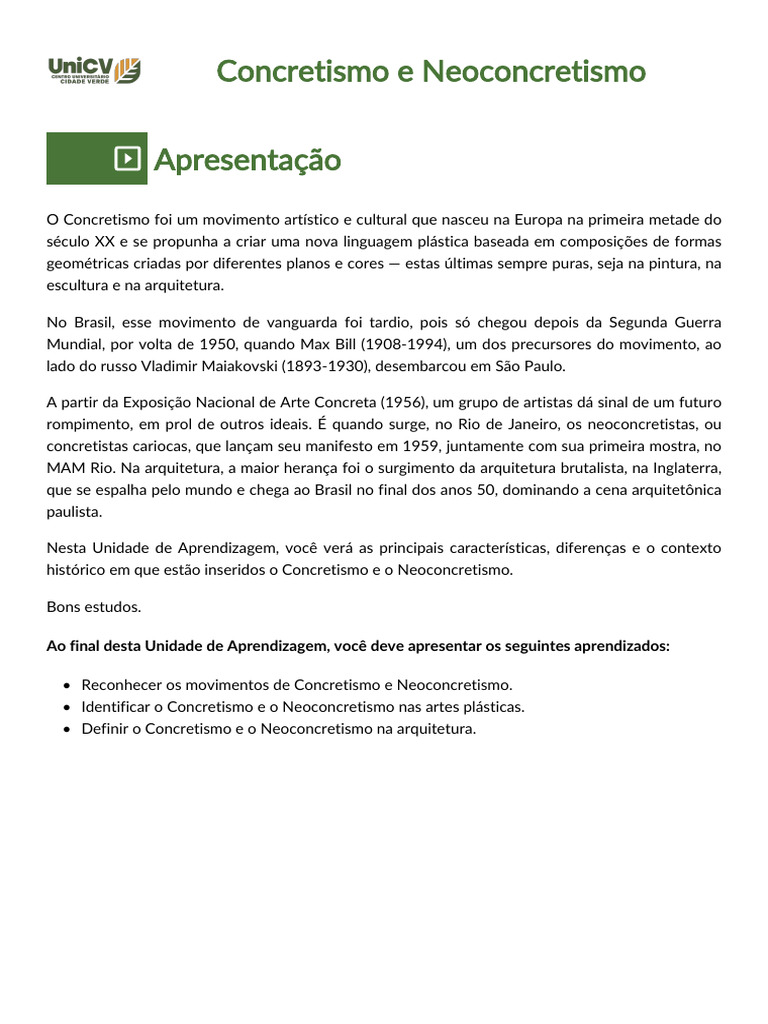 Concretismo e Neoconcretismo no Brasil | PDF | Estilo | Movimentos ...