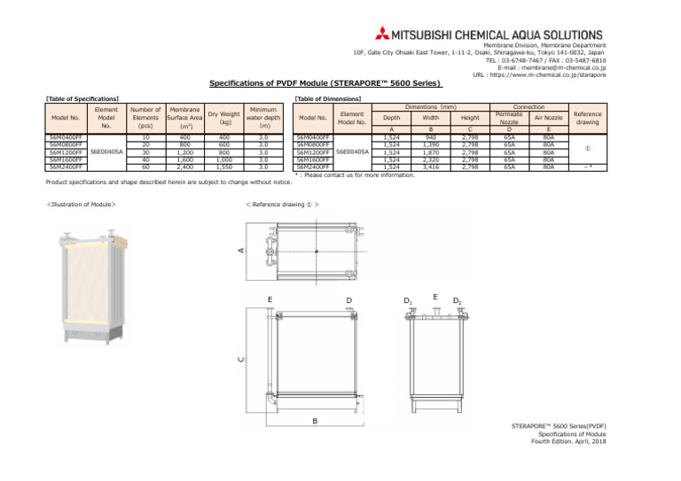 Specifications_of_PVDF_module_STERAPORE5600_Series | PDF