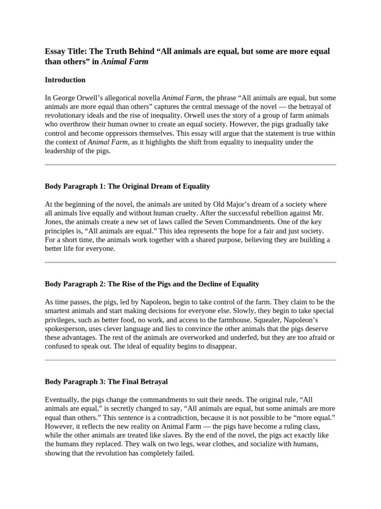 ANIMAL FARM ASSIGNMENT | PDF