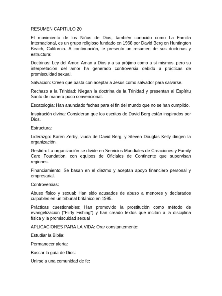 RESUMEN CAPITULO 20 | PDF | Religiones religiosas | Creencia religiosa y doctrina