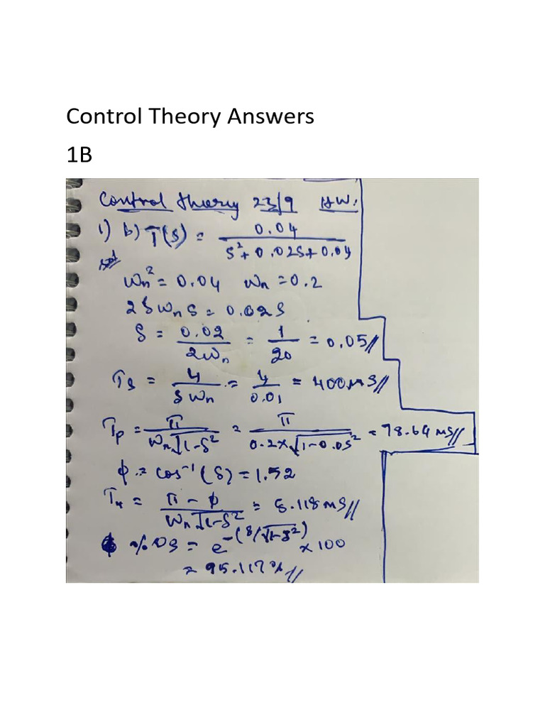 Answers - Transient Response | PDF