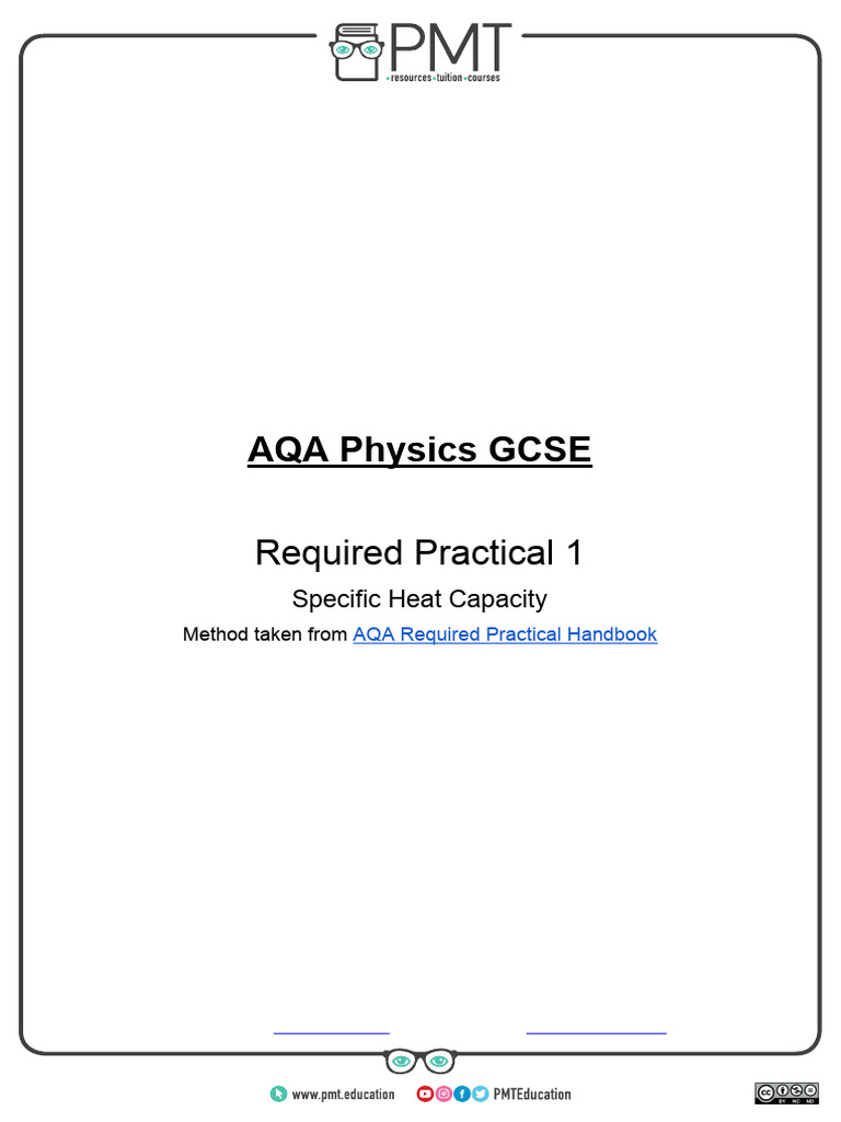 Notes - RP 01 Specific Heat Capacity - AQA Physics GCSE | PDF | Heat ...