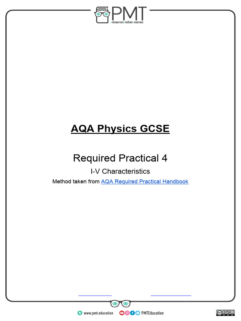 Notes - RP 04 I-V Characteristics - AQA Physics GCSE | PDF | Resistor ...